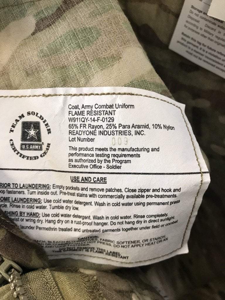 Army Multicam OCP Flame Resistant Coat with Button Sleeve Cuffs