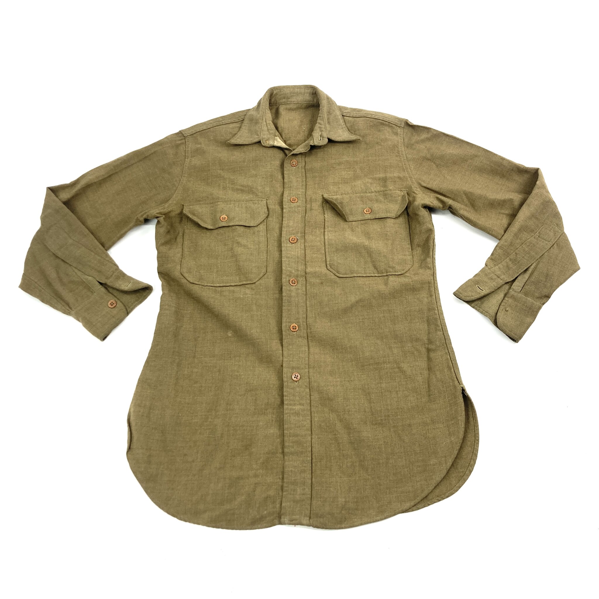 US Army WWII Enlisted Mans Flannel Shirt, Olive Drab - Venture Surplus